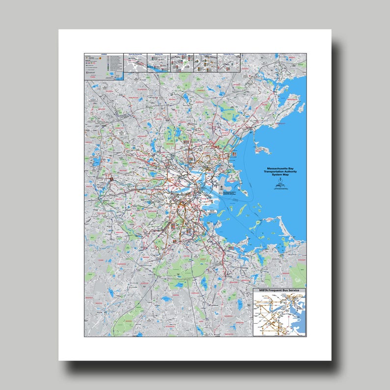 Boston - Map - Metro Map - Massachusetts Bay Transportation Authority ...