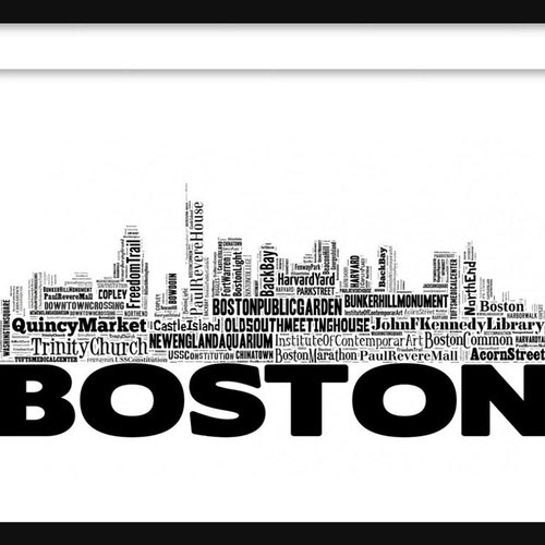 Boston Skyline Word Art Typography Print Poster Map | Etsy