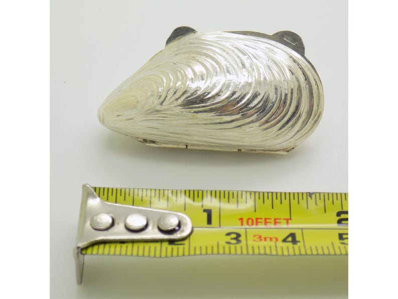Vintage Italian Silver Mussel Pill Box, 800 Silver Handmade in Florence ...