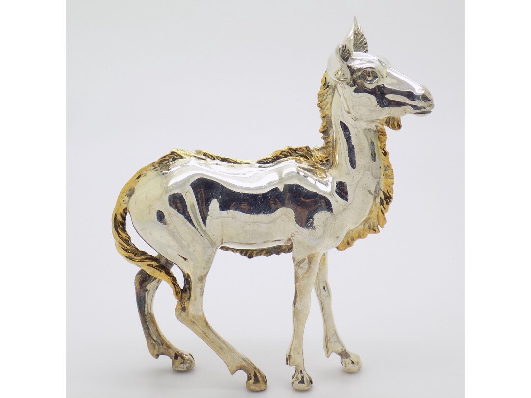 Vintage Italian Handmade Genuine Silver .800 RARE Detailed Large Gilded ...