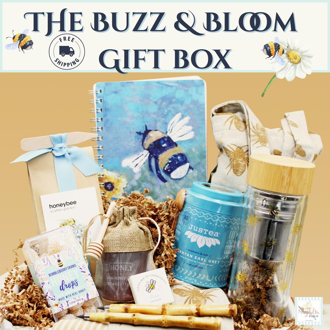 Bee Lover Gift Box, Honey & Tea Self Care Gift With Insulated Glass Tea ...
