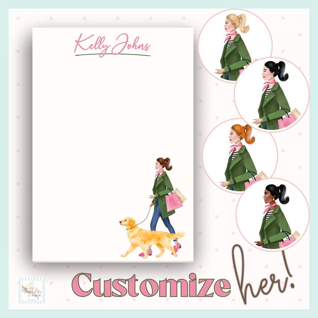 Personalized Golden Retriever Notepad, Custom Dog Mom Stationery ...