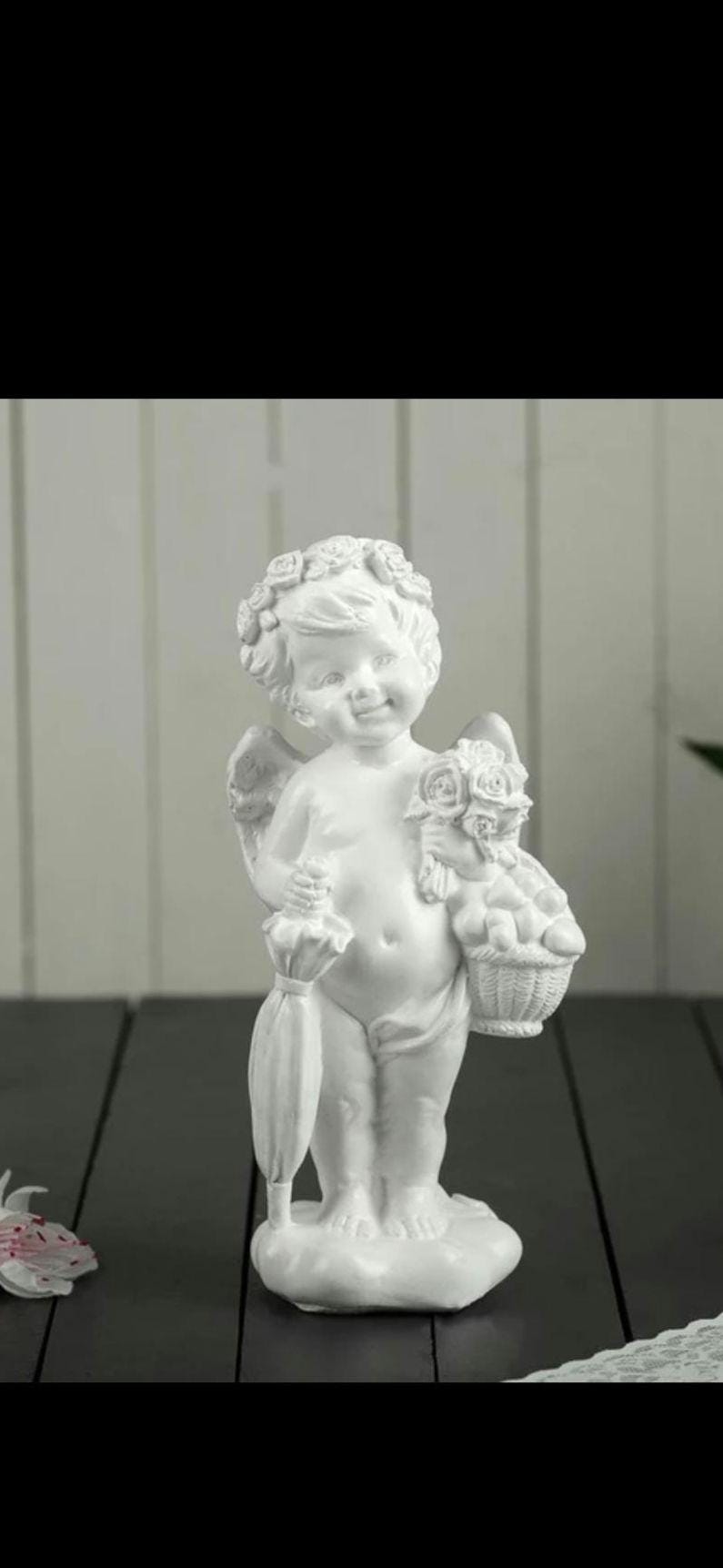 Gypsum Angel Figurine: White Cherub Statue, Shabby Chic Decor - Etsy
