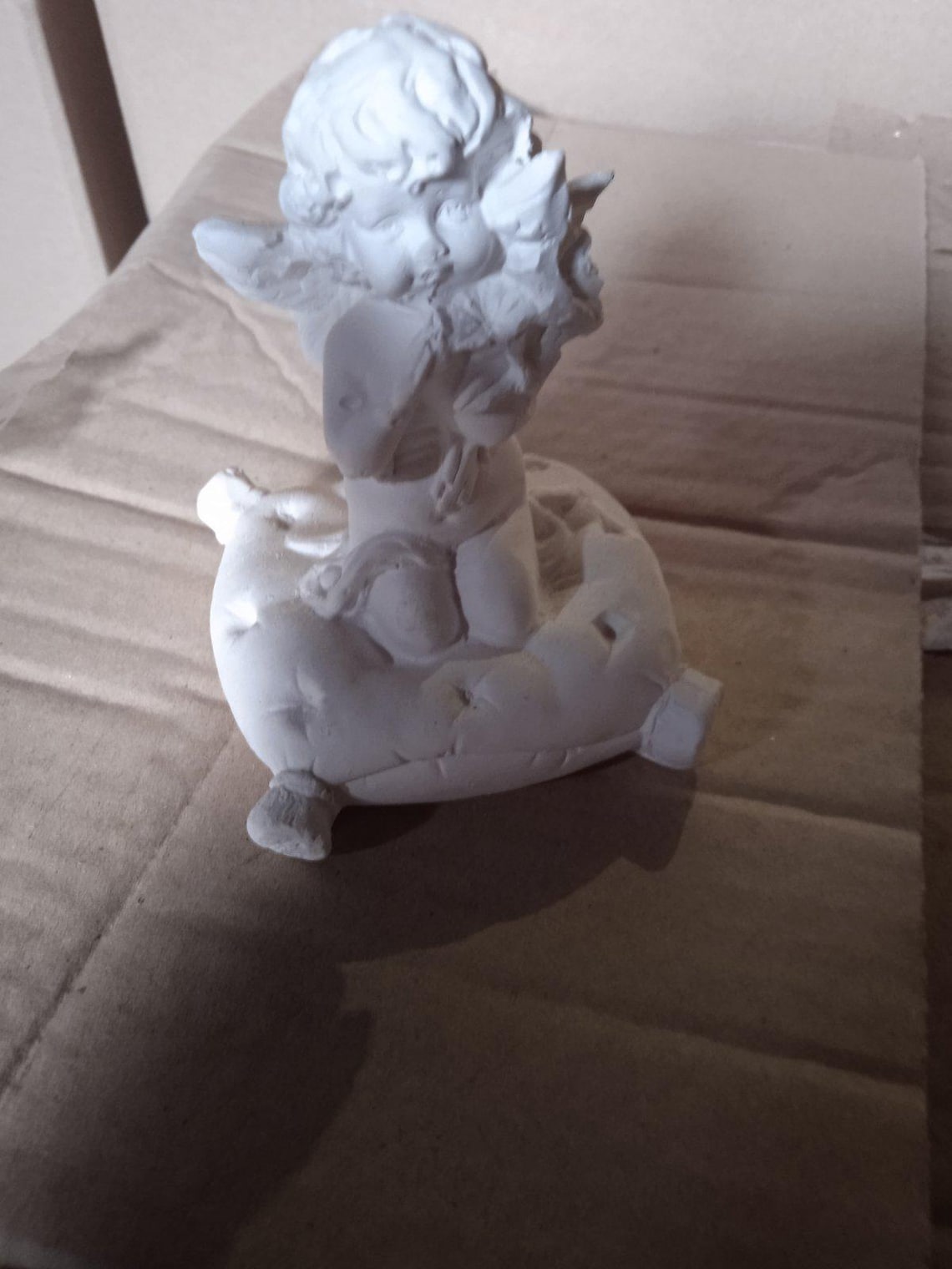 Gypsum Angel Figurine: White Cherub Statue, Shabby Chic Decor - Etsy