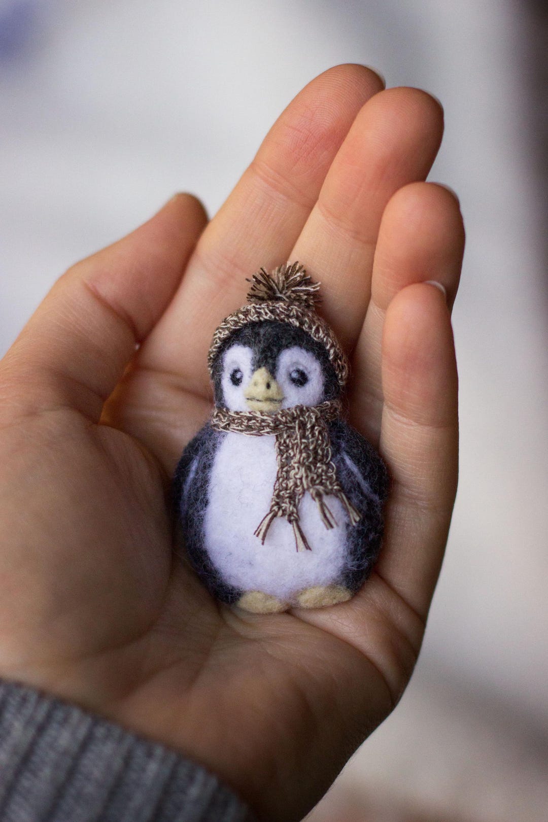 Handmade Felted Wool Penguin Brooch – Winter Animal Pin, Needle Felted ...