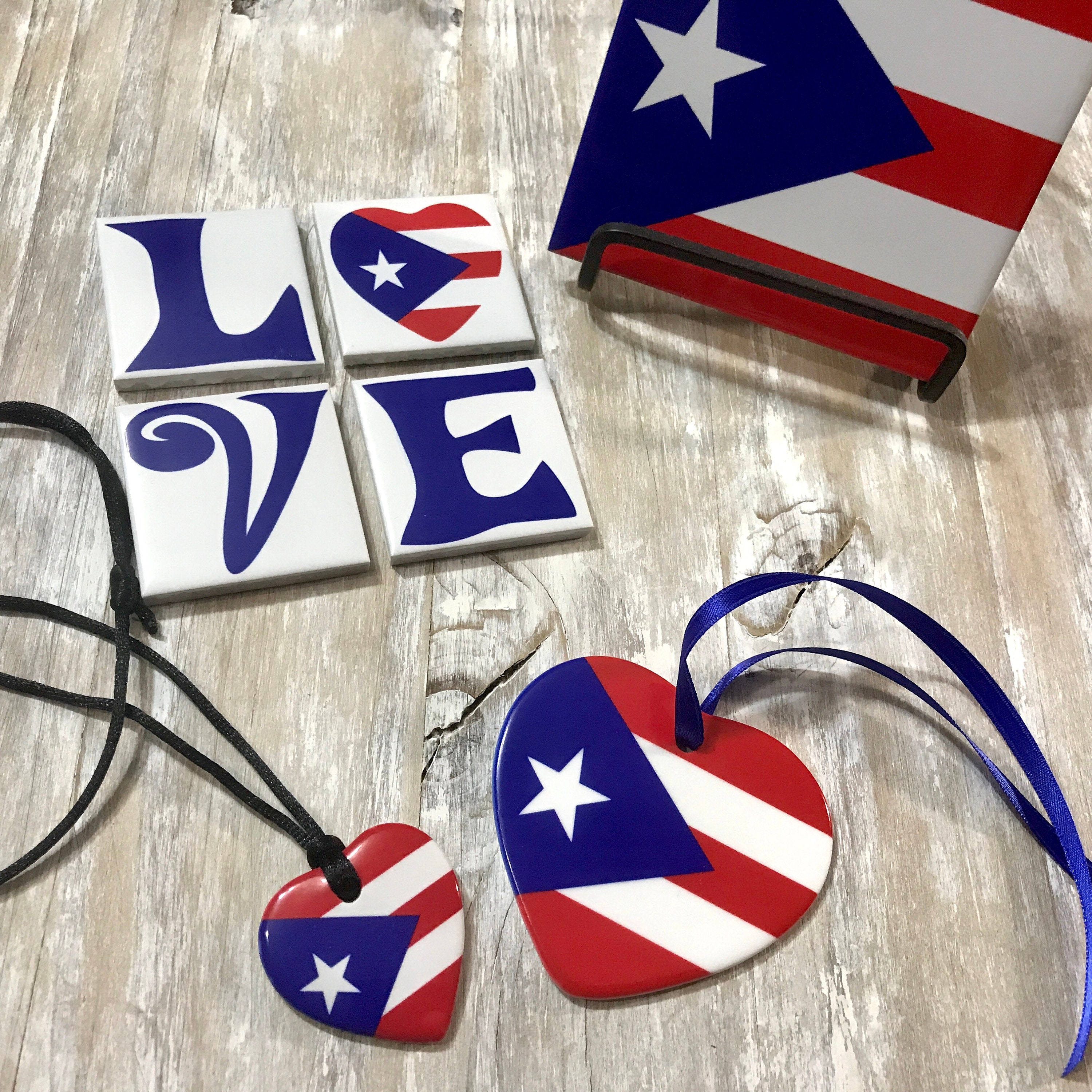 Puerto Rico Flag Ceramic Tile Coasters Puerto Rican Decor | Etsy