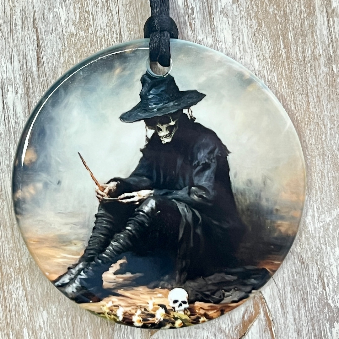 Memento Mori Skeleton Painting Ornament: Spooky Halloween Tree Decor - Etsy