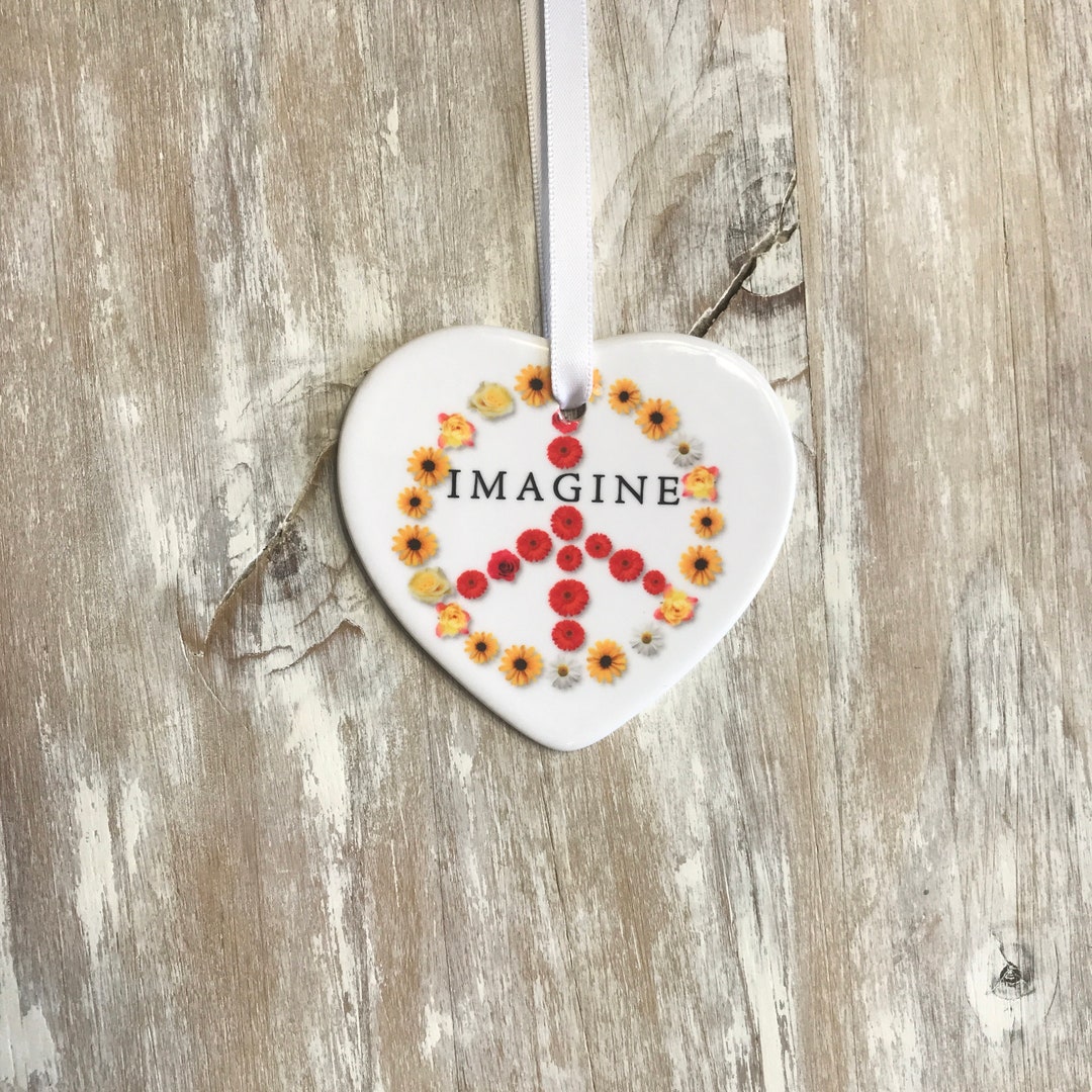 The Beatles Inspired Gifts John Lennon Imagine Album Ornament Flower ...