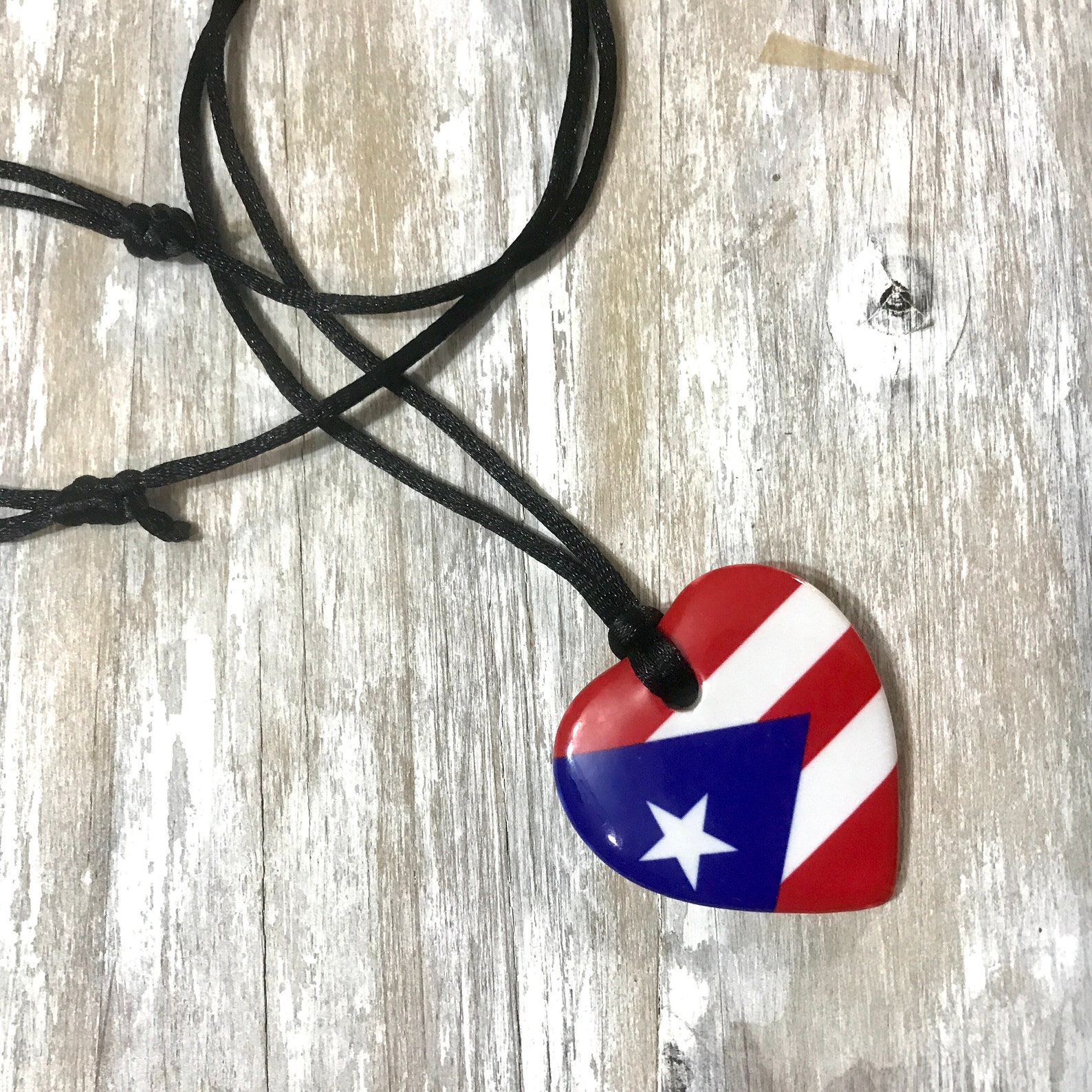 Puerto Rico Flag Heart Charm Pendant Necklace Personalized - Etsy