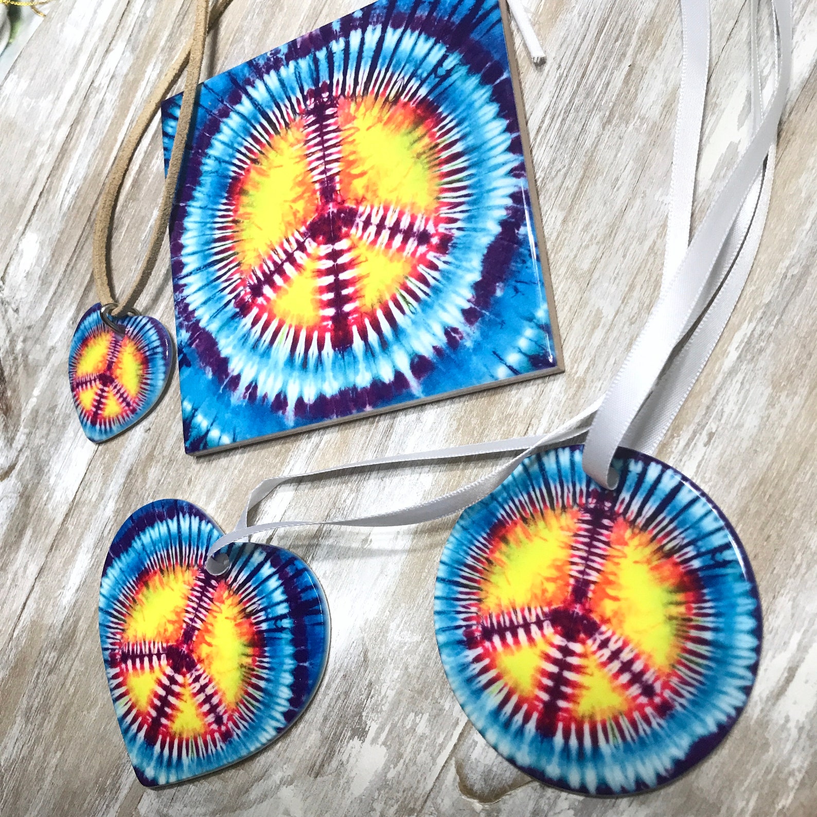 Tie dye Coaster Set Yin Yang Tie Dye Tie Dye Tile Ying | Etsy