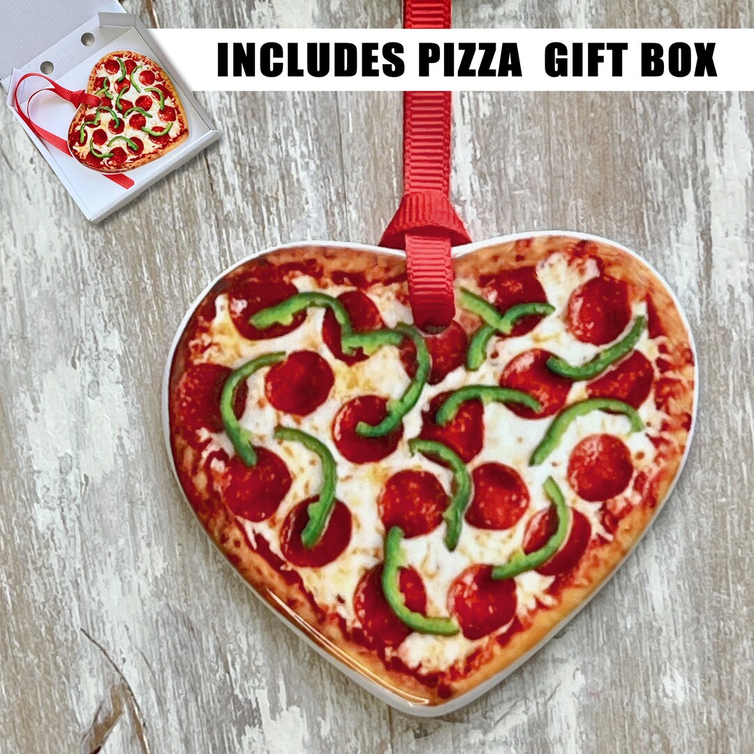 Pizza My Heart Pizza Ornament & Box Pizza Lover Gifts | Pepperoni Pizza ...