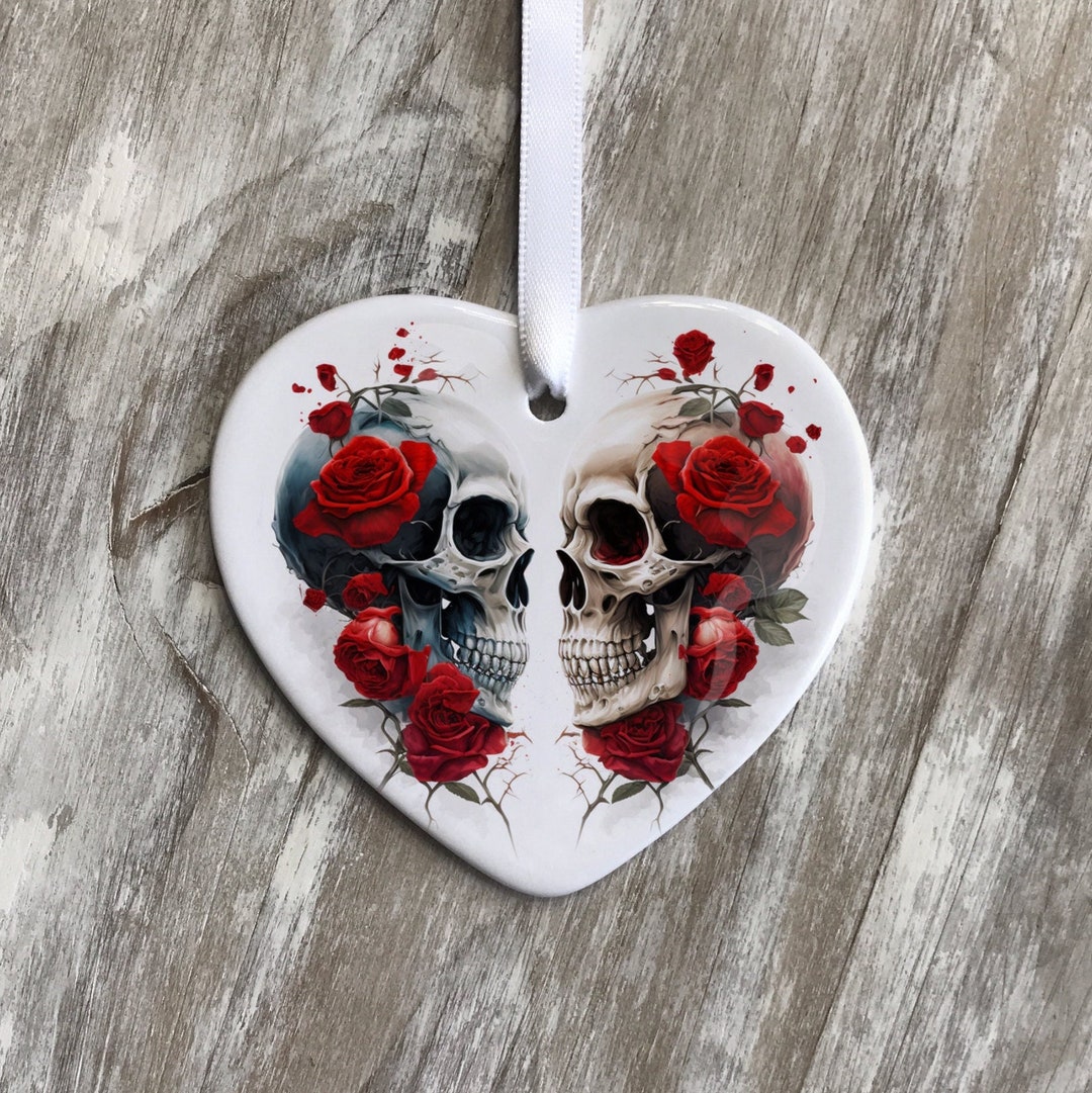 Day of the Dead Rose Skull Skeleton Couple Ornament | Skull and Roses ...