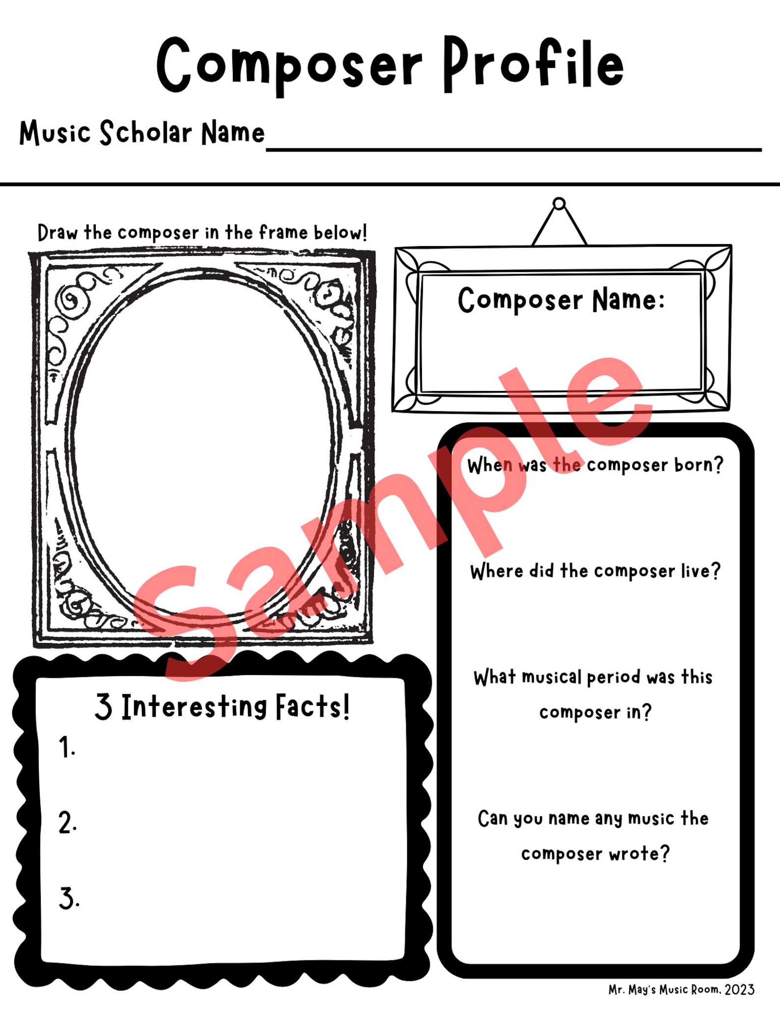 Composer Profile Worksheet - Etsy