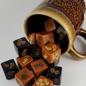 Coffee Dice / Set of 2 / D6 - Cup, Caffine, Coffee Bean - Etsy