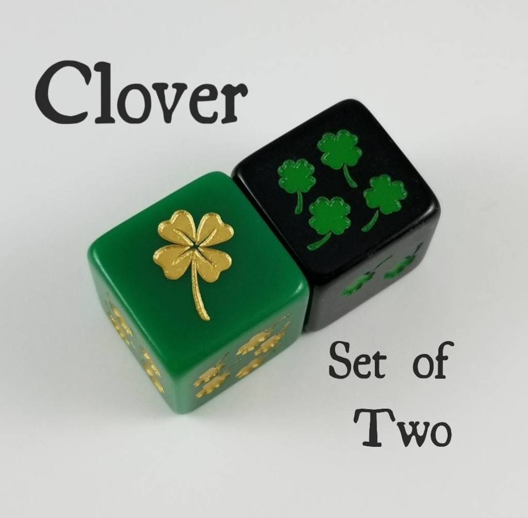 Clover Dice / Set of 2 / D6 - Lucky Dice, St. Patrick's Day - Etsy
