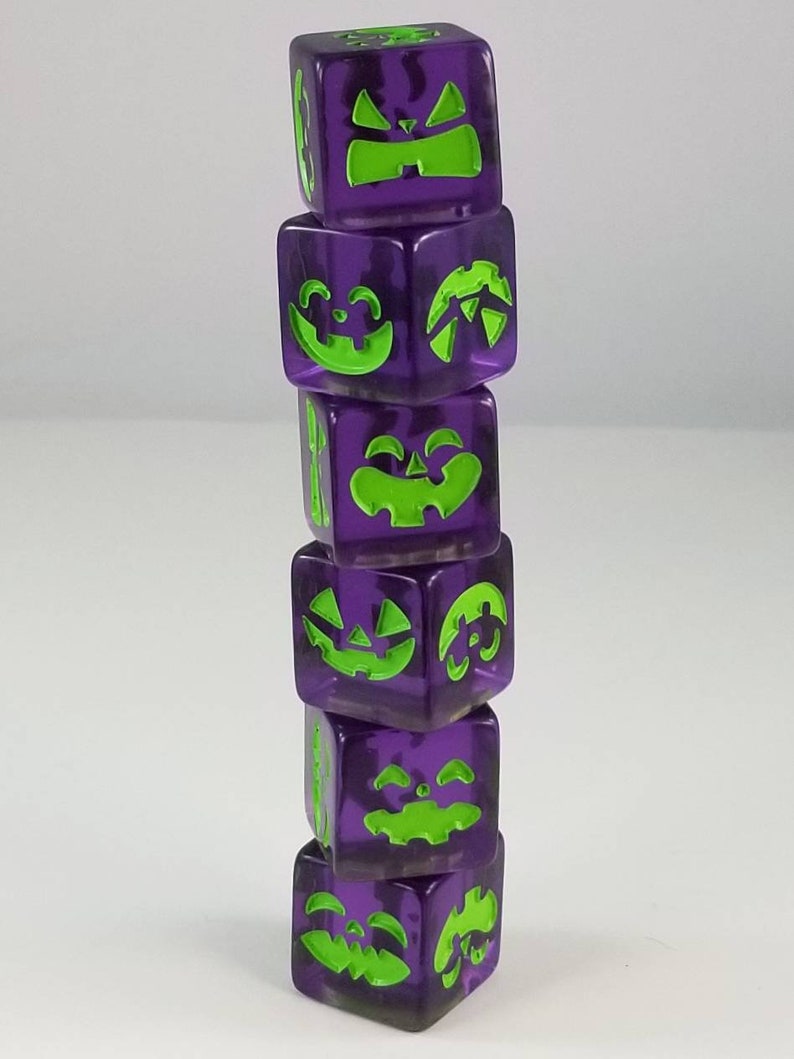 Pumpkin Dice / Set of 2 / D6 - Halloween Dice, Spooky, Fall, Jack-o ...