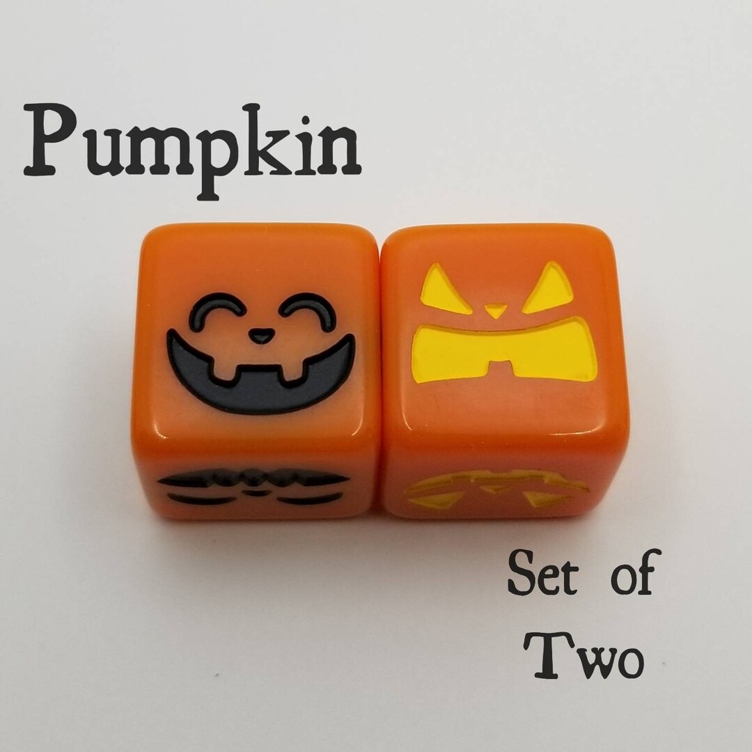 Pumpkin Dice / Set of 2 / D6 - Halloween Dice, Spooky, Fall, Jack-o ...