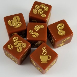 Coffee Dice / Set of 2 / D6 - Cup, Caffine, Coffee Bean - Etsy