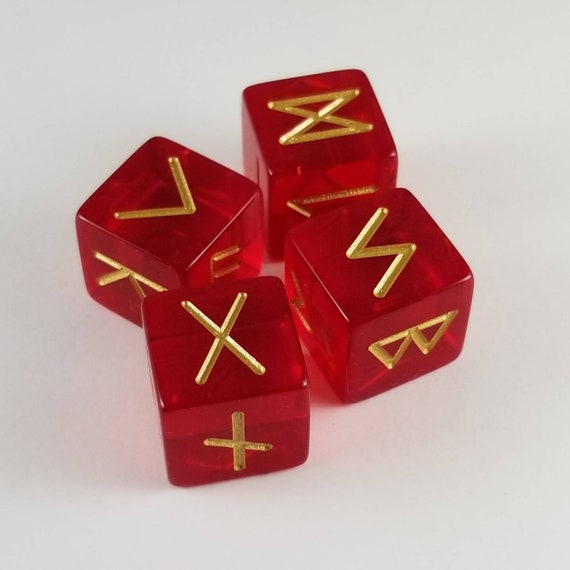 Elder Futhark Divination Dice 4-Piece Wooden Rune Dice Set - 24 Elder ...