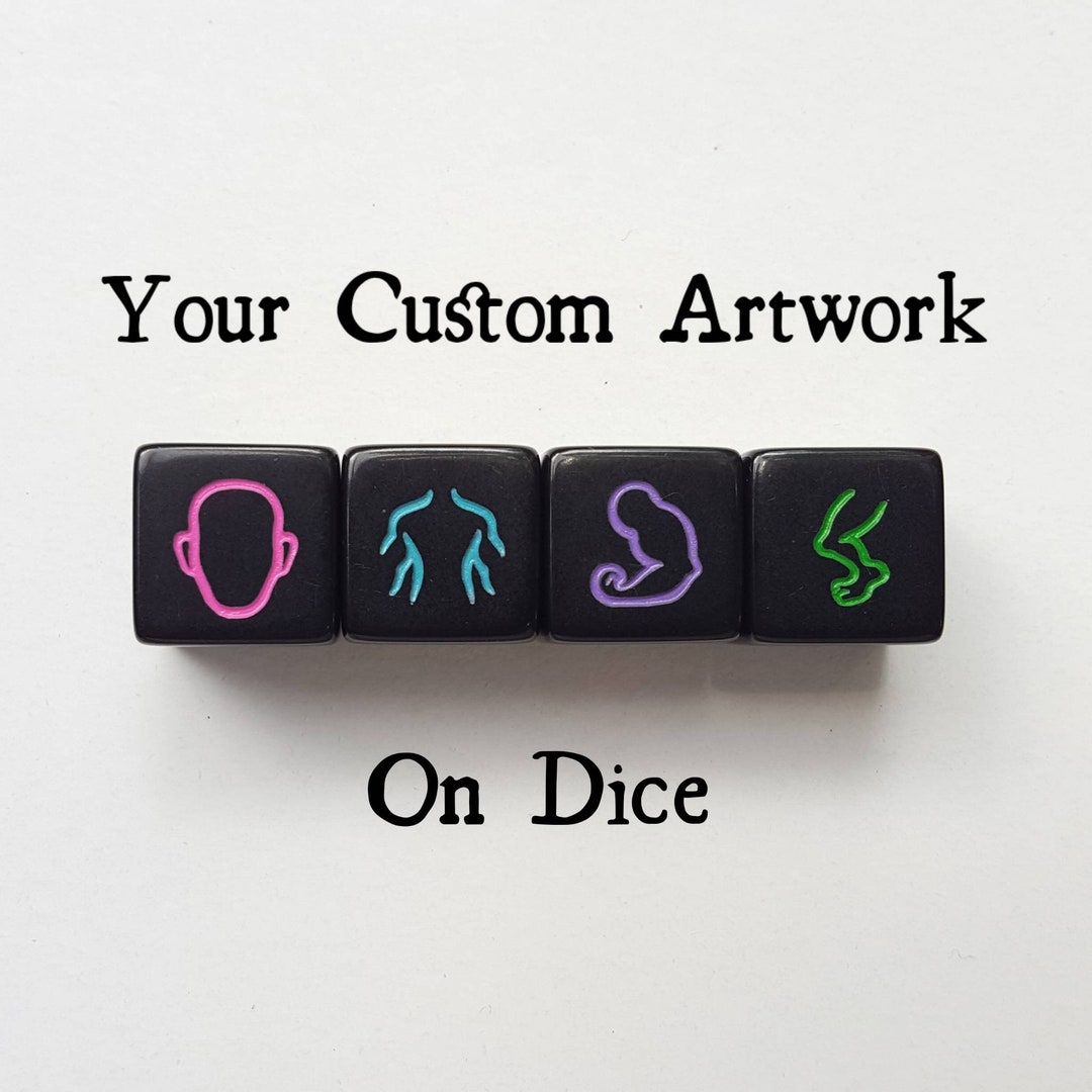 50 Custom Dice With Free Artwork Prep / Carved D6 / Boardgames ...