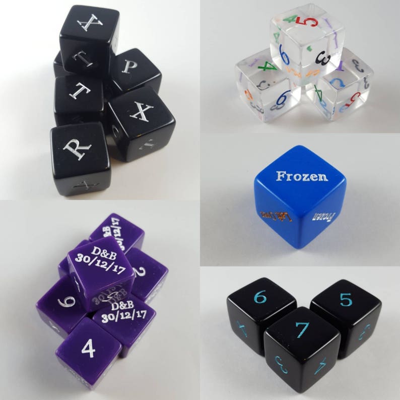 Custom Dice / One D6 /text on All Six Sides / Numbers and | Etsy