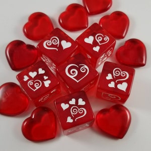 Heart Dice / Set of 2 / D6 - Valentines, Love, Wedding - Etsy