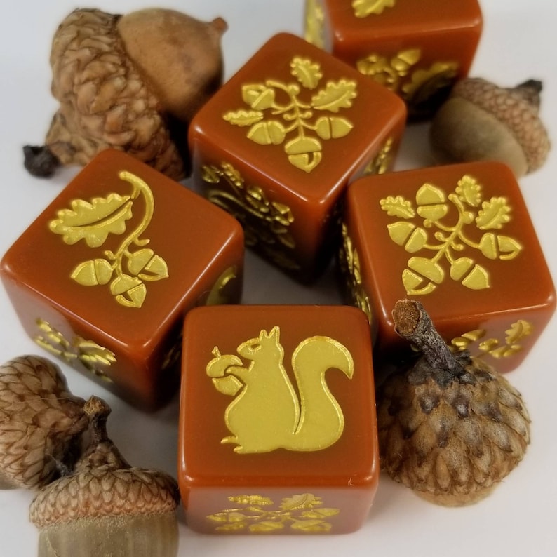 Acorn Dice / Set of 2 / D6 - Squirrel, Fall, Autumn - Etsy