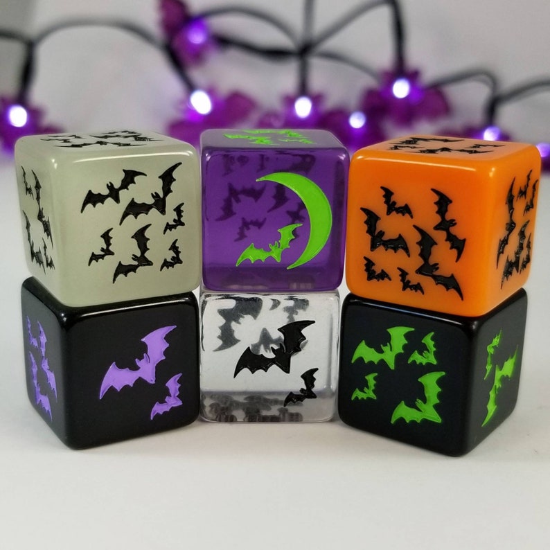 Bat Dice / Set of 2 / D6 Bats Halloween Spooky - Etsy
