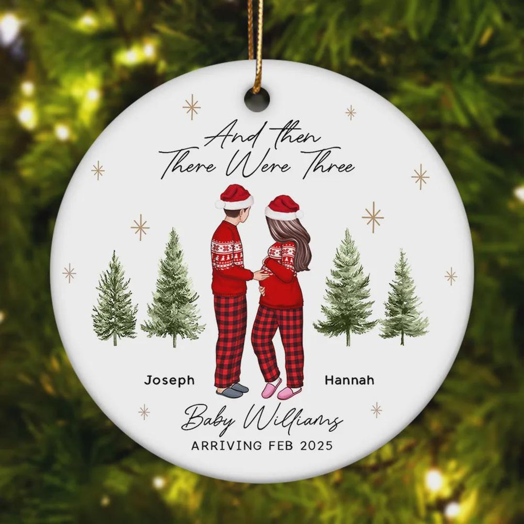 And Then There Were Three, Pregnancy Announcement Ornament, Baby Coming ...