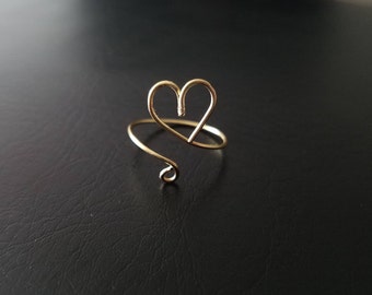 Dainty heart ring | Etsy