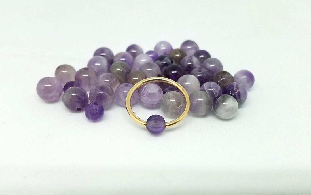 Amethyst Navel Belly Ring- Captive Bead Ring 14k Gold Filled - 18g 16g ...