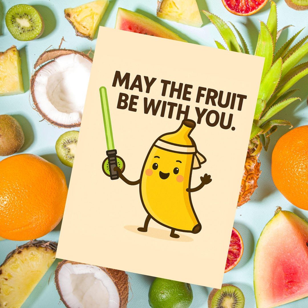Funny Fruit Greeting Card – Printable PDF – Foldable Card – 5x7in ...