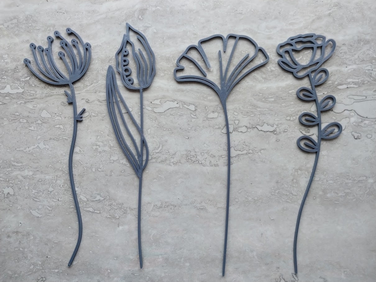 Set of 4, 3D Printable Flower Stems for Crafts, Polymer Clay, Pottery ...