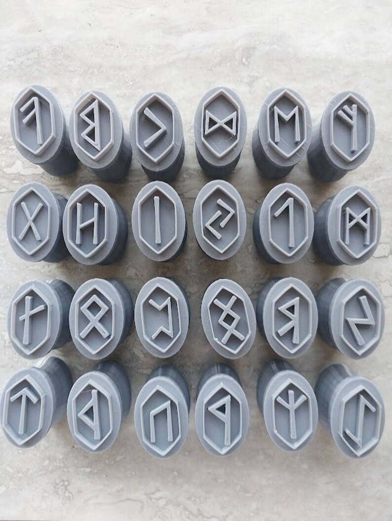 3D Printing STL Files for Set of 24 Rune Stamps, Elder Futhark ...