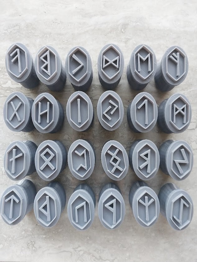 3D Printing STL Files for Set of 24 Rune Stamps, Elder Futhark ...