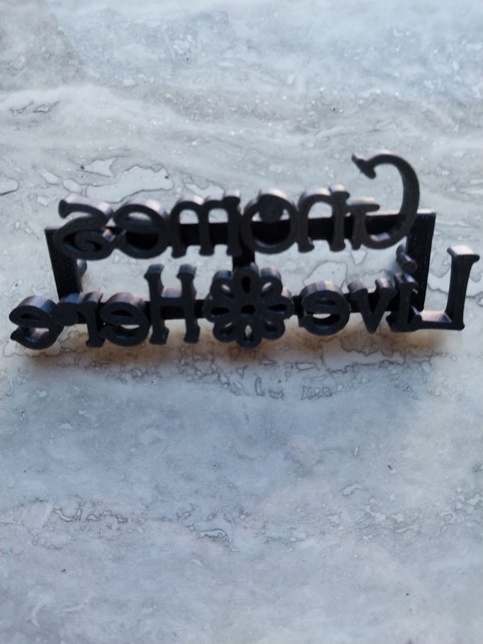 3D Printing STL File for Garden or Craft Sign Stamp. Gnomes Live Here ...