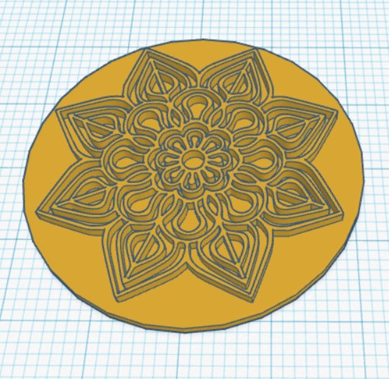3D Printing STL File Large Mandala Stamp, Pottery Stamp, Cake ...