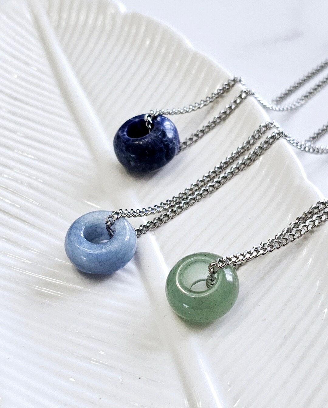 Healing Crystal Necklace Gemstone Donut Necklace Gemstone - Etsy