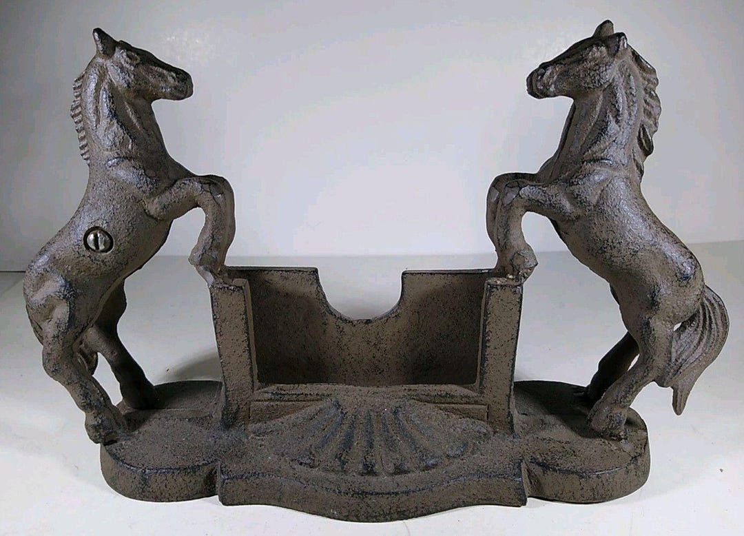 Antique-looking Horses Boot Scraper Doorstop - Rearing, Cast Iron ...