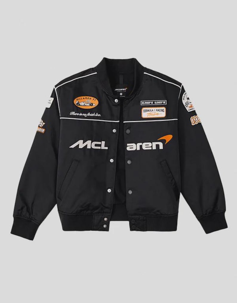 Mclaren Racing F1 Bomber Jacket – Formula 1 Team Black Windbreaker ...