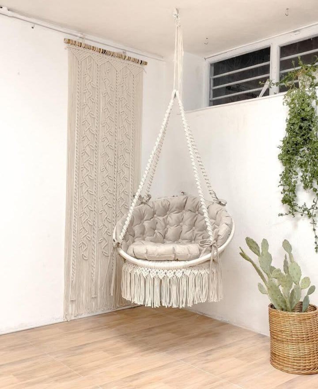 Handmade Boho Macrame Hanging Chair, İndoor / Outdoor Swing, Hammock ...