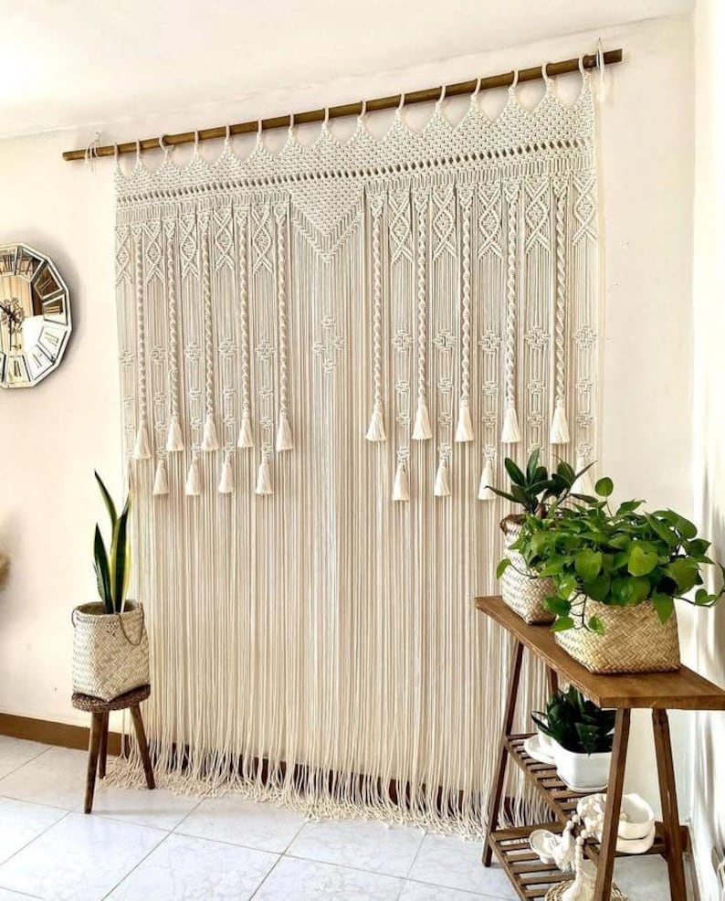 Boho Macrame Curtain / Handmade Wall Hanging / Room Divider / Custom ...