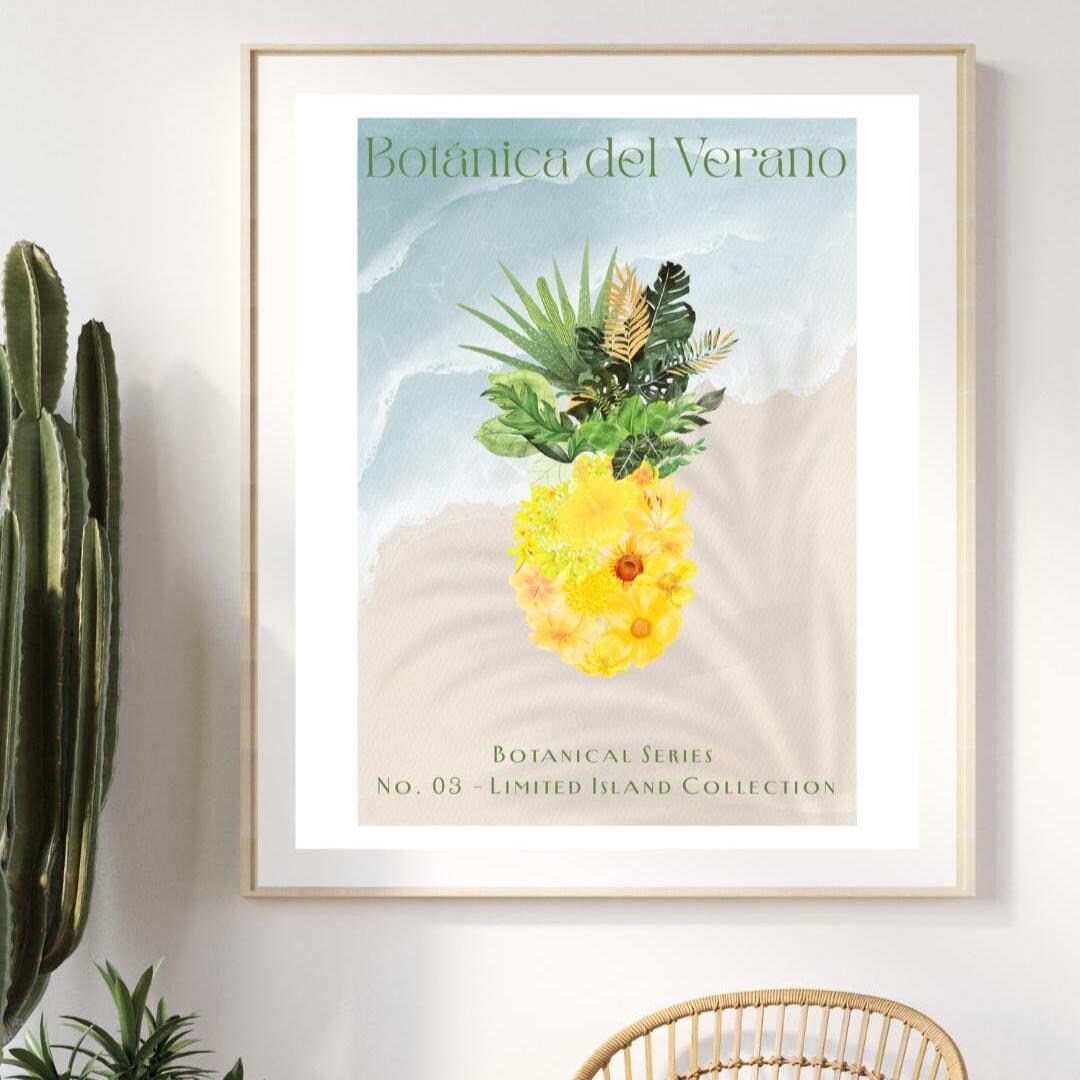 Vintage Cuban Pineapple Poster - Tropical Wall Art, Floral Pineapple ...
