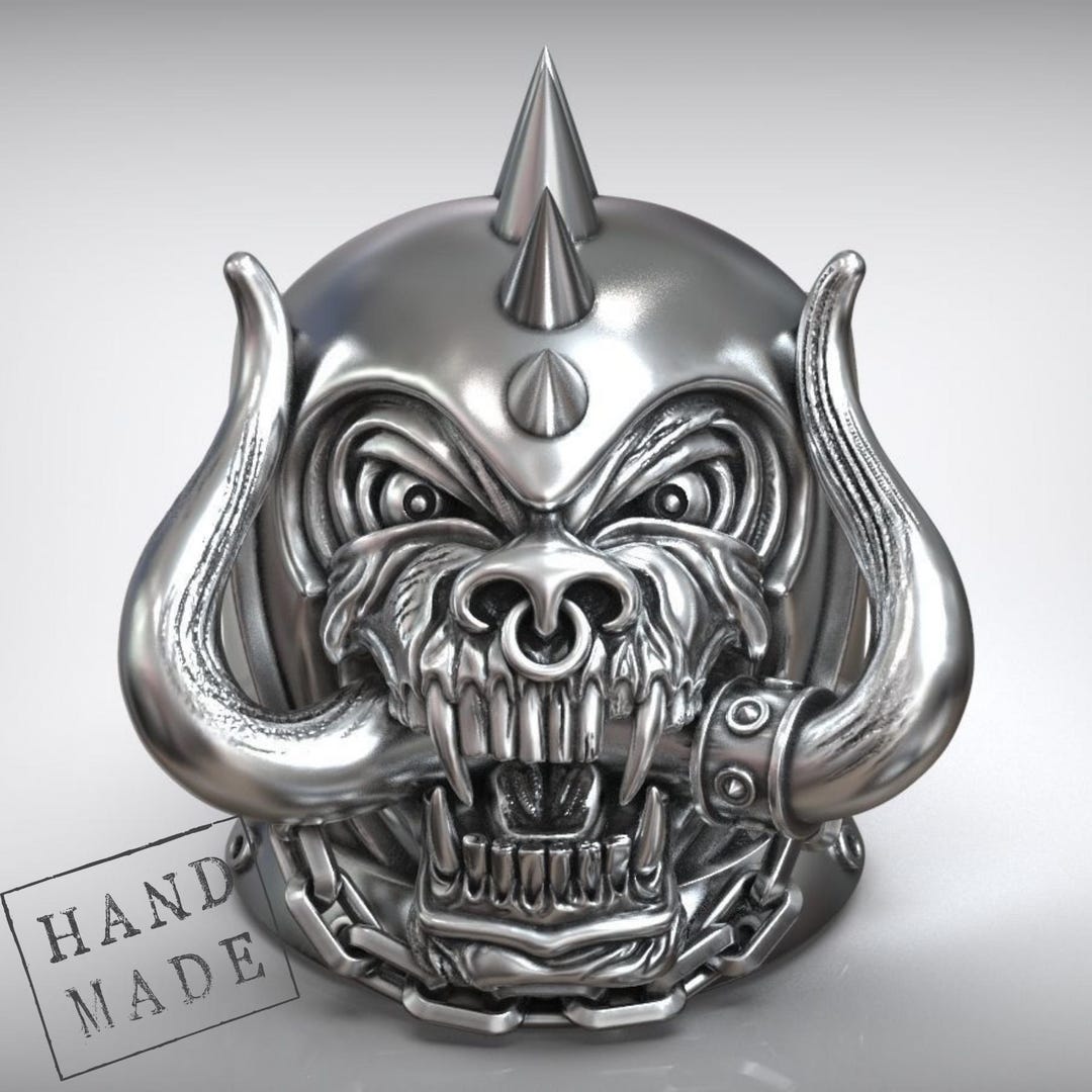 Motorhead Warpig Skull Ring Handmade in Silver, Heavy Metal Band ...