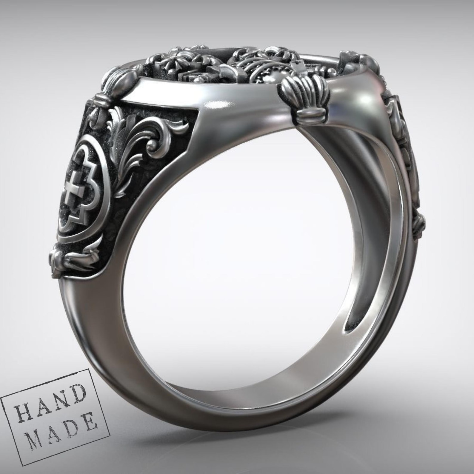Handmade Sterling Silver Saint Peter Keys Ring, Vatican Christian ...