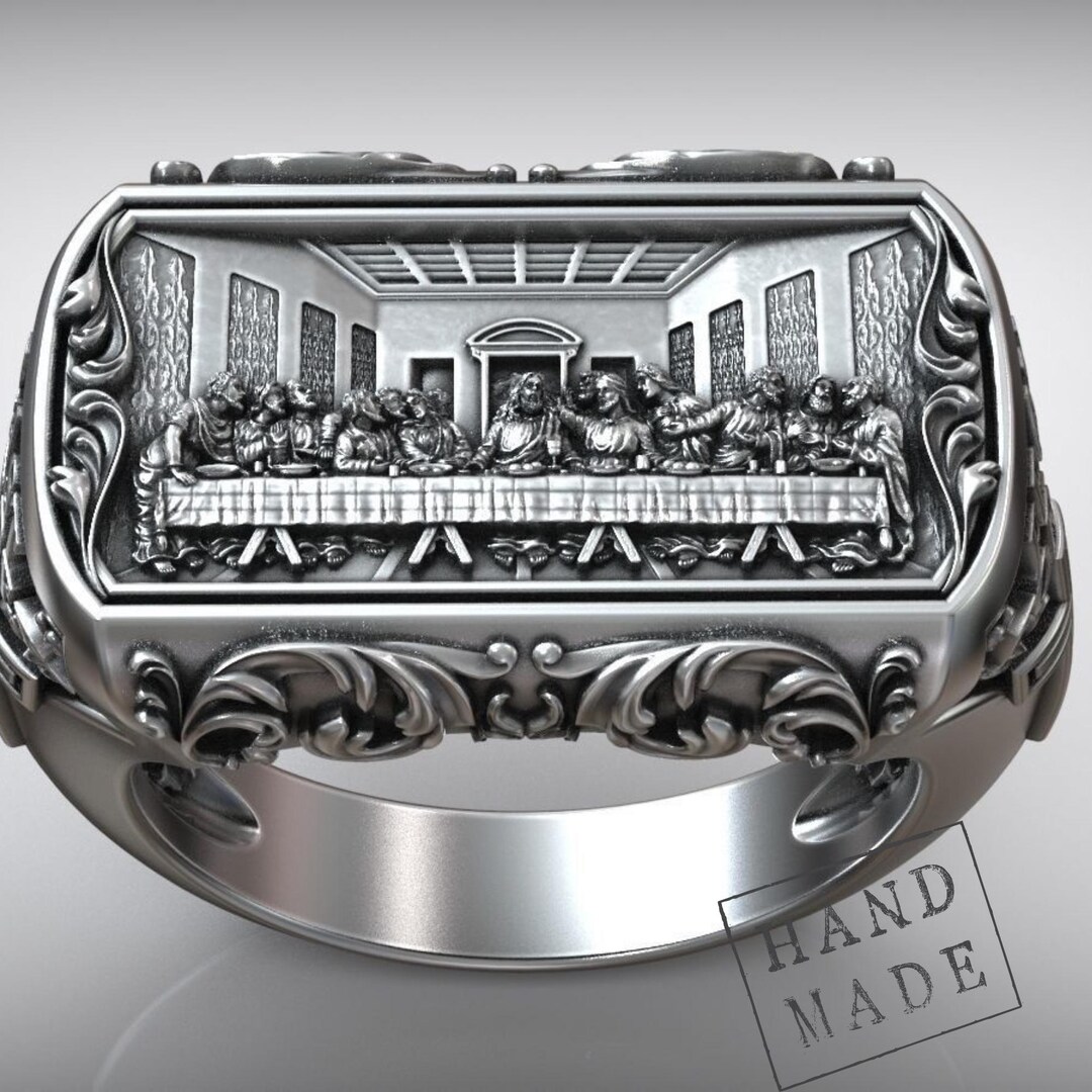 The Last Supper Jesus Christ Ring, Religious Christian Signet Ring for Men, Faith Jewelry ...