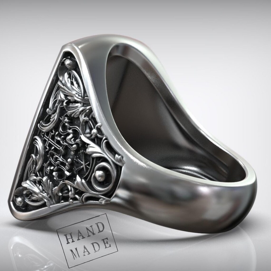 Handmade Jesus Crucifix Ring: Christian Signet Ring for Men - Etsy
