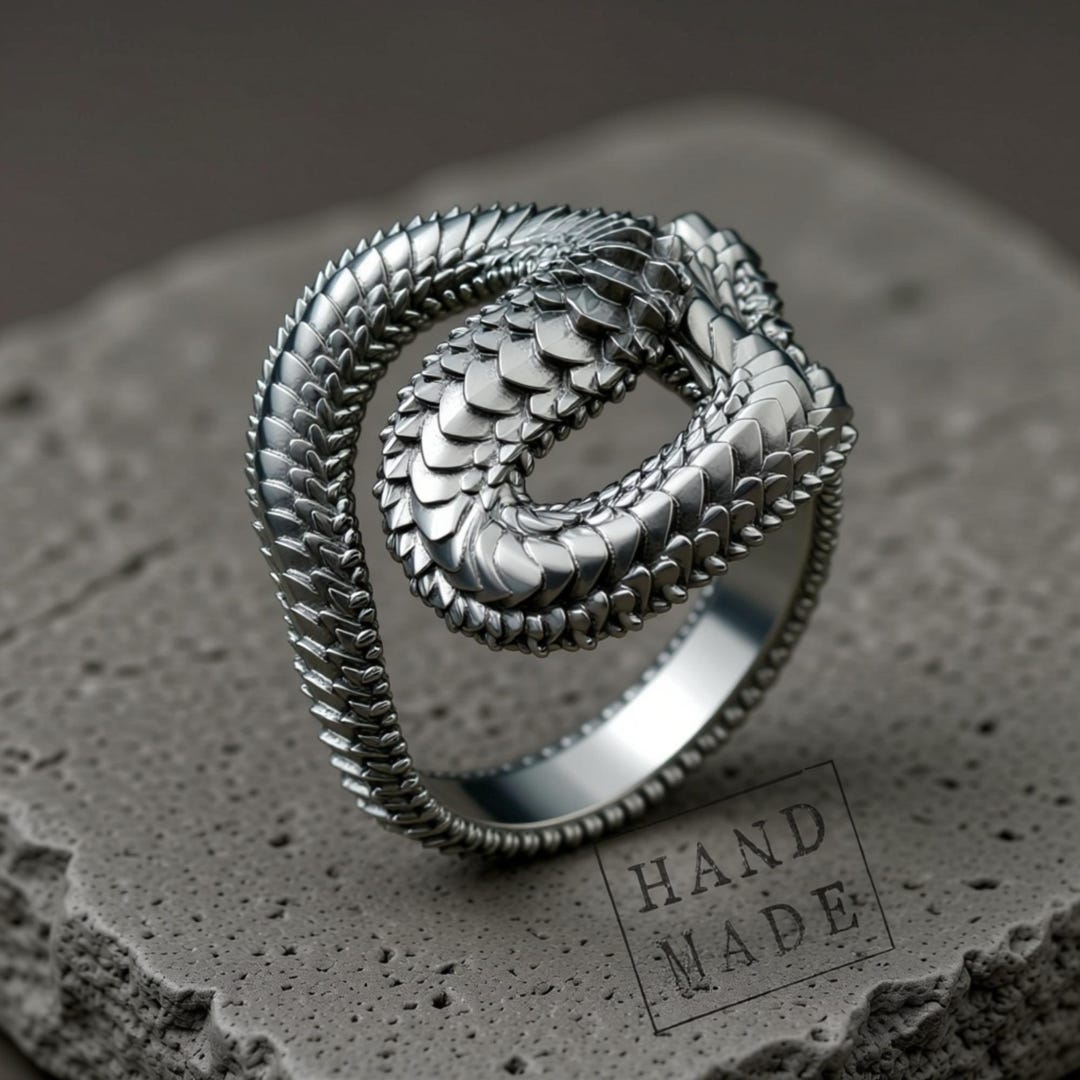 Bronze Snake Ring: Coiled Serpent With Scale Texture - Etsy
