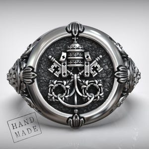 Handmade Sterling Silver Saint Peter Keys Ring, Vatican Christian ...