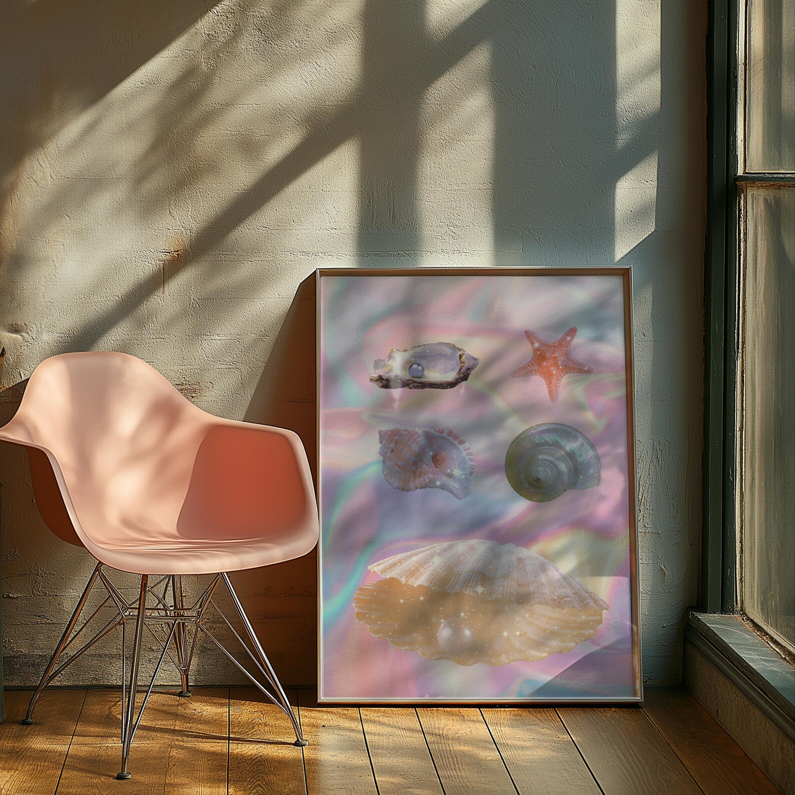 Pastel Seashell Wall Art Sparkle Pearl Ocean Print Aesthetic Digital ...